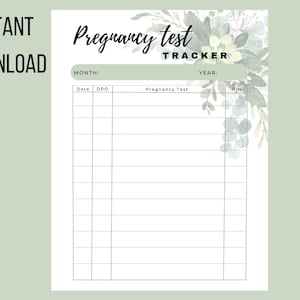 Pregnancy Test Tracker, Pregnancy Test Progression, Instant Download ...