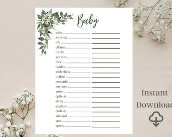 Baby Word Scramble Baby Shower Game Instant Download - Etsy