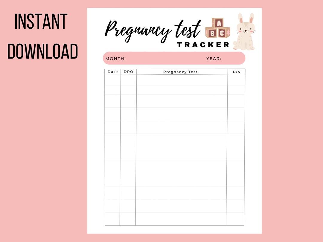 Pregnancy Test Tracker, Pregnancy Test Progression Planner, Instant ...