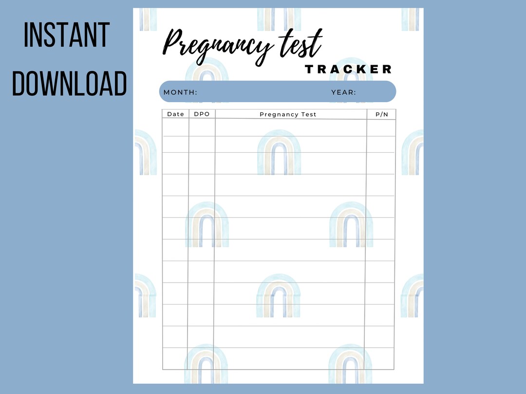 Pregnancy Test Tracker, Pregnancy Test Progression, Instant Download ...