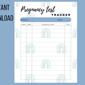 Pregnancy Test Tracker, Pregnancy Test Progression, Instant Download ...