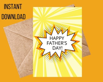 Instant Download Father's Day Card, Superhero Fathers Day Card, Super ...