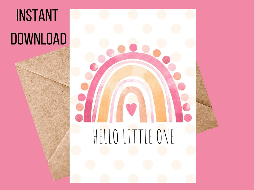 Hello Little One Printable Greeting Card, Baby Shower Greeting Card ...