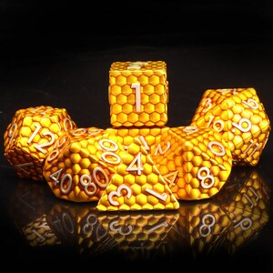 Golden Dnd Dice Set of 7 / Bee Dice / Polyhedral Metal Dice Set ...