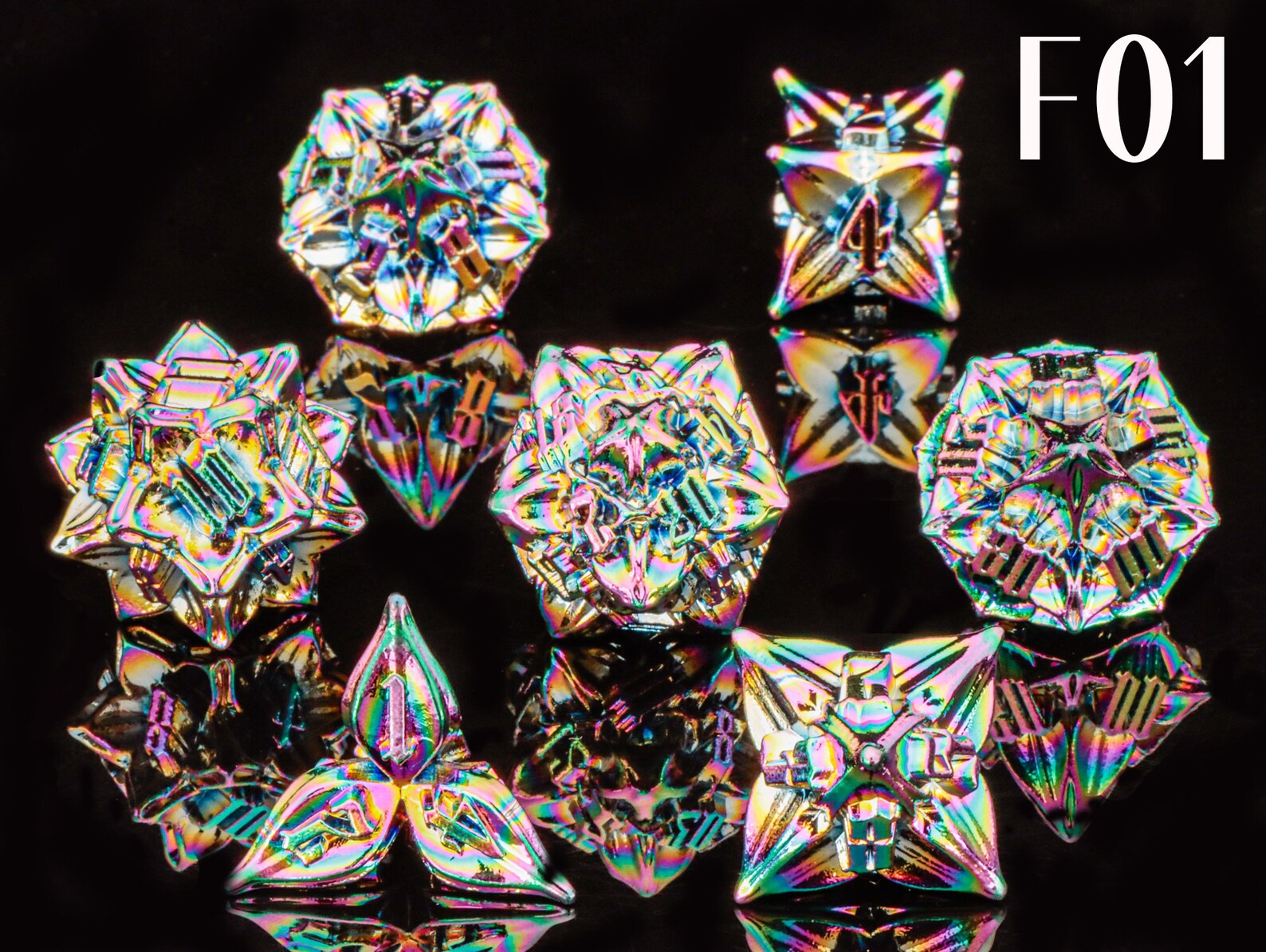 Violet Flower Dice Set Heavy Metal Dnd Dice D20 D12 D10 D% - Etsy