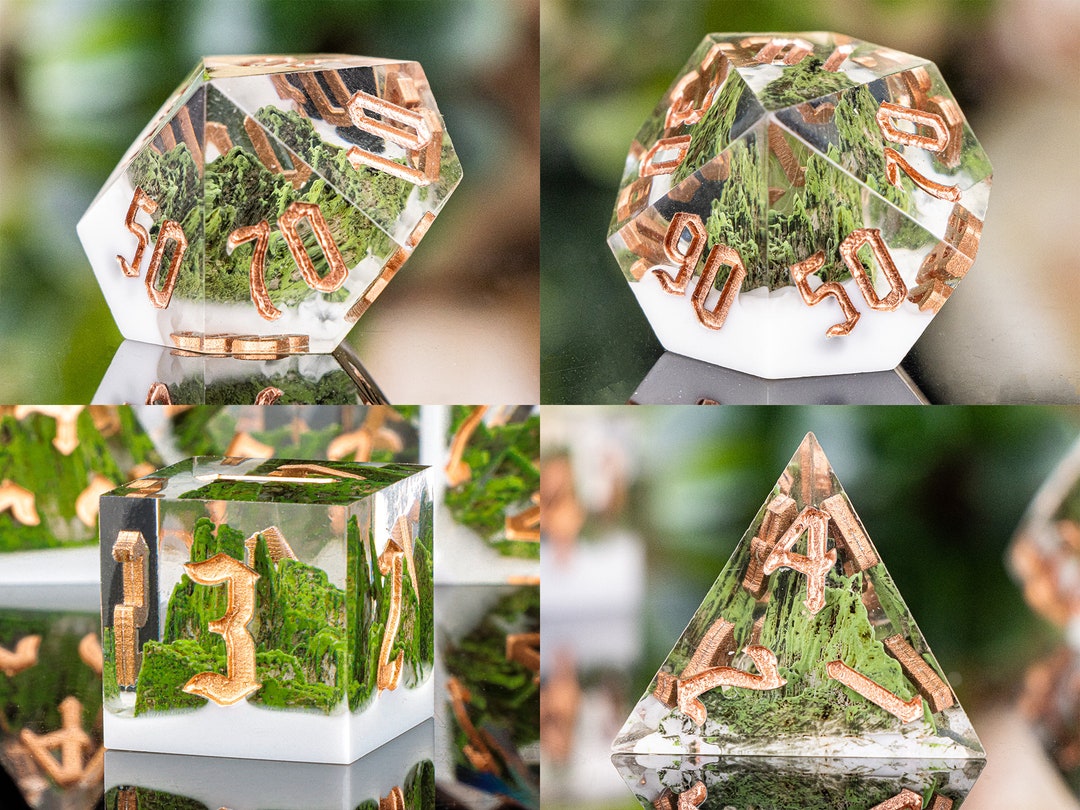 Mountain Forest Dice Resin Dice Sharp Edge Dnd Dice Set, Polyhedral ...