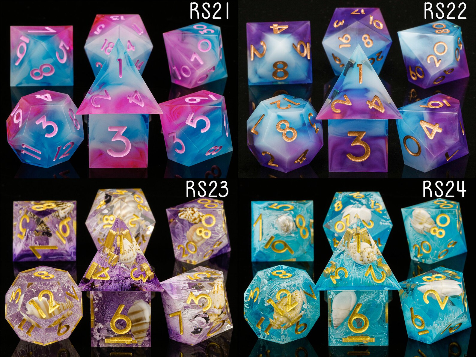 Ice and Fire Blue/red Dnd Dice Set of 7 Sharp Edge Resin - Etsy