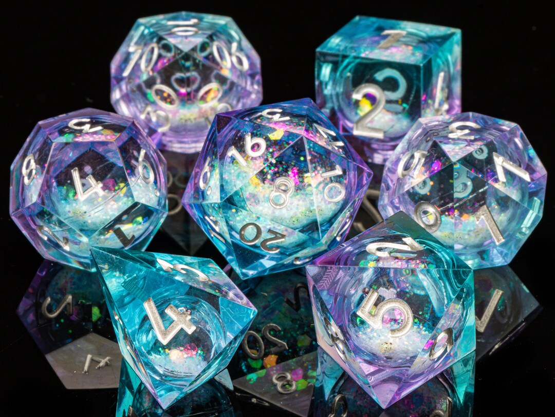 Fantasyland Purple&blue Liquid Core Dice, Dnd Dice Set, RPG Dice ...