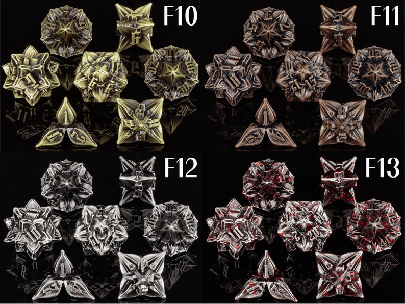 Violet Flower Dice Set Heavy Metal Dnd Dice D20 D12 D10 D% - Etsy