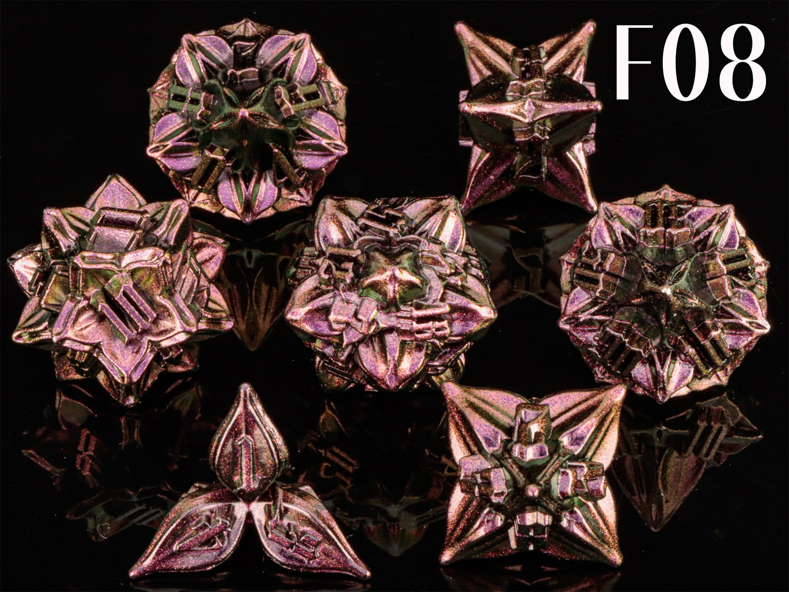 Violet Flower Dice Set Heavy Metal Dnd Dice D20 D12 D10 D% - Etsy