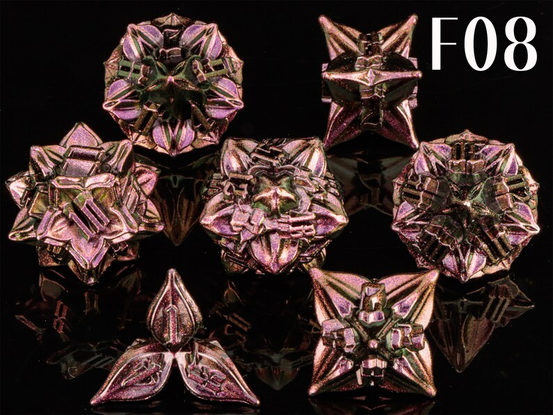 Violet Flower Dice Set Heavy Metal Dnd Dice D20 D12 D10 D% - Etsy