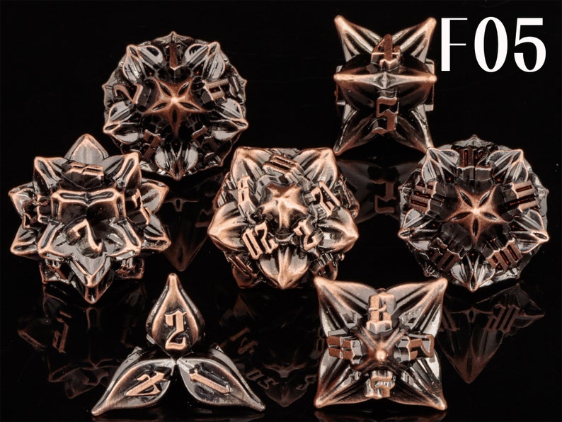 Violet Flower Dice Set Heavy Metal Dnd Dice D20 D12 D10 D% - Etsy