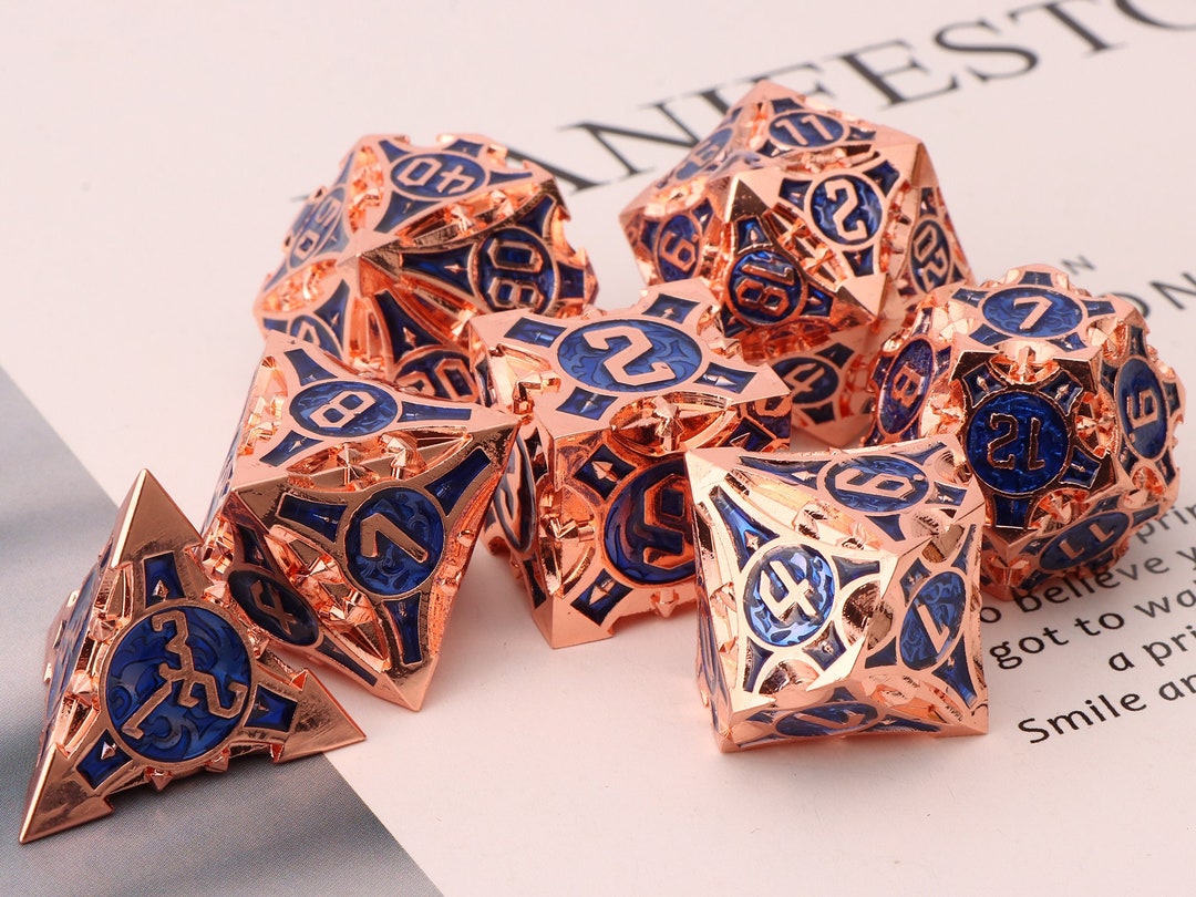 Solid Metal Dice With Arrows Design/ Dnd Dice Set of 7 / RPG Dice ...