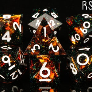 Ice and Fire Blue/red Dnd Dice Set of 7, Sharp Edge Resin Dice, Dice ...