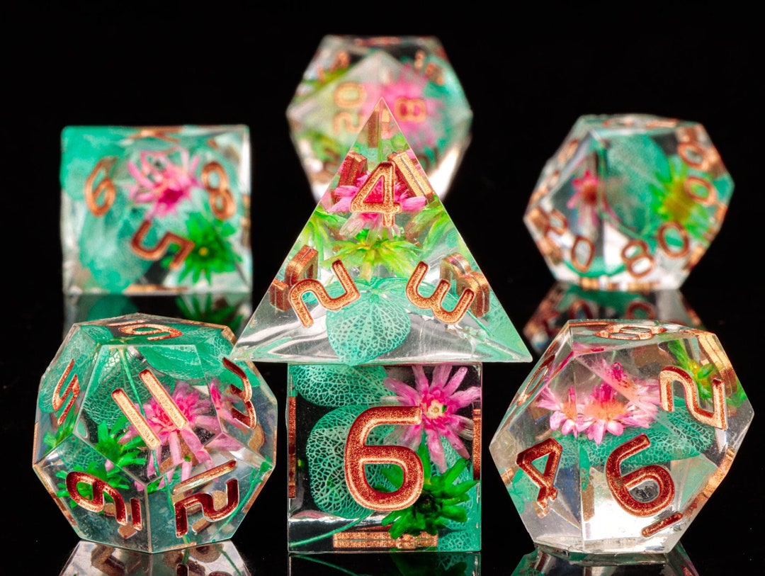 Sharp Edge Dice, Flowers Dice, Dnd Dice Set, Dungeons and Dragons, RPG ...
