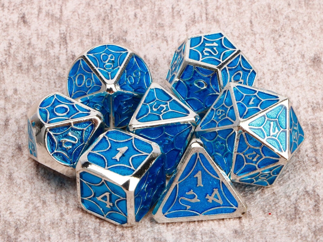 Metal Dice / Blue Dice Dnd / Dungeons and Dragons / RPG Dice, D&D ...
