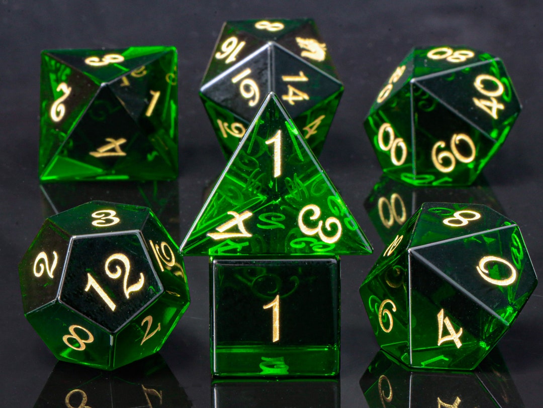 Gemstone Dice, Green Glass Dnd Dice Set, D20 Dice, PRG Dice, Dungeons ...