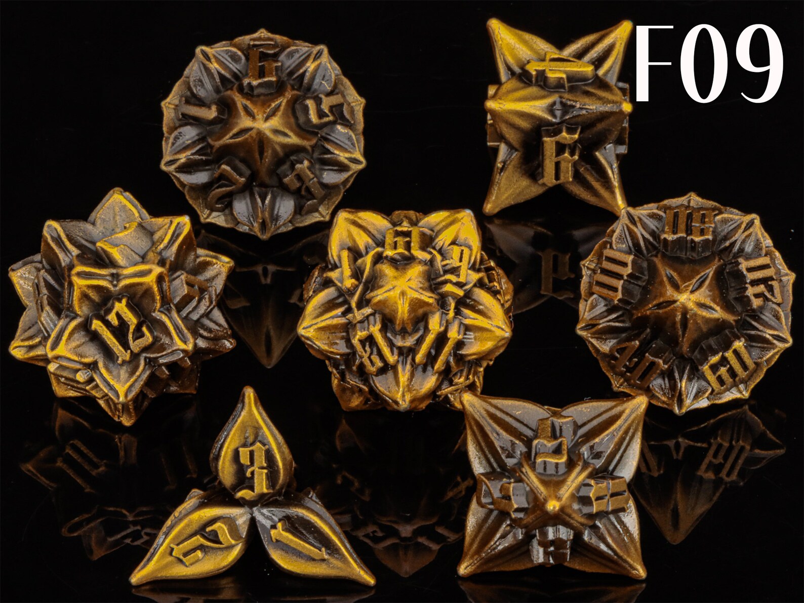 Violet Flower Dice Set Heavy Metal Dnd Dice D20 D12 D10 D% - Etsy