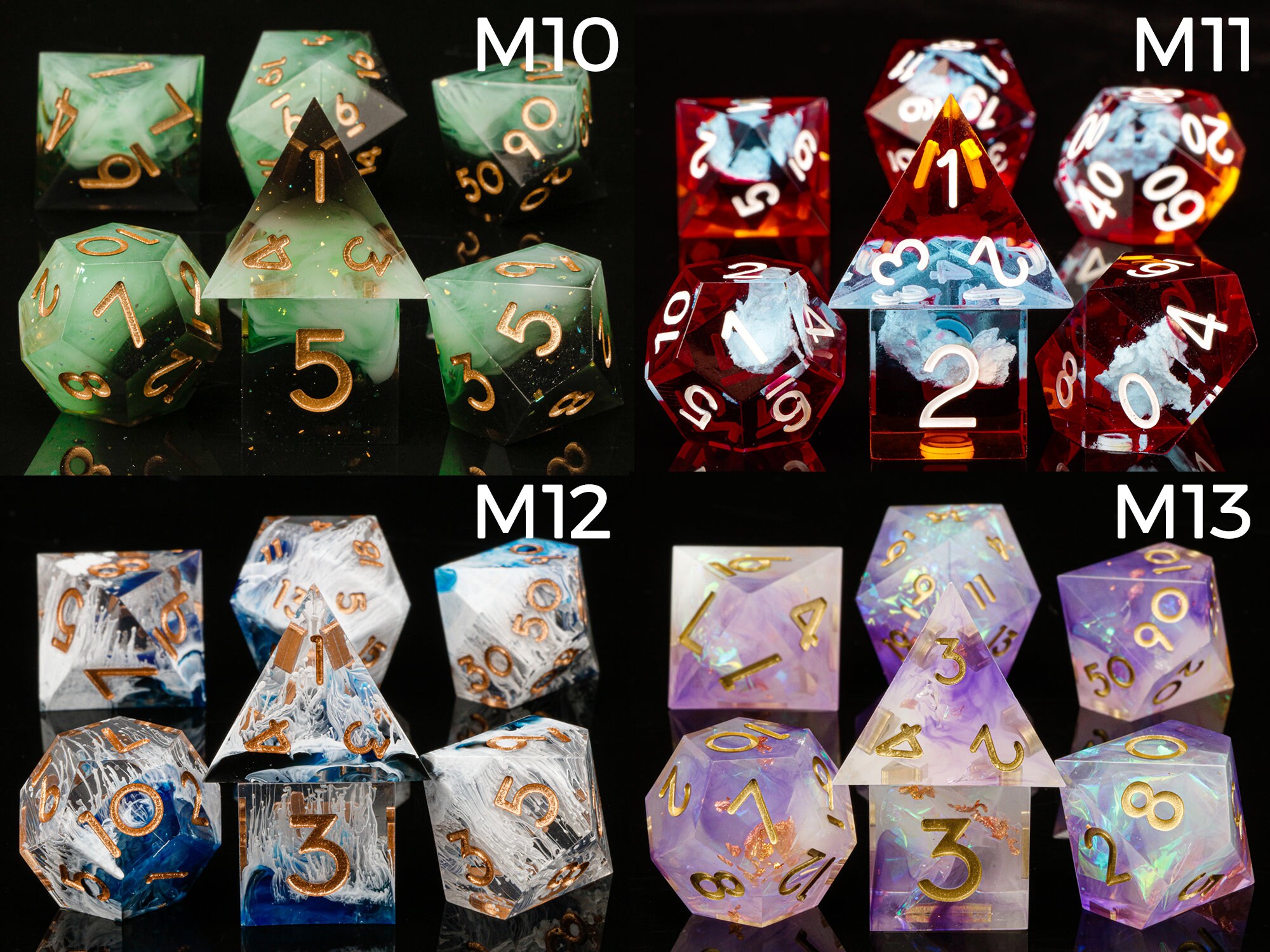 Full Set Dnd Dice Baby's Breath Flower Dice Resin Dice - Etsy