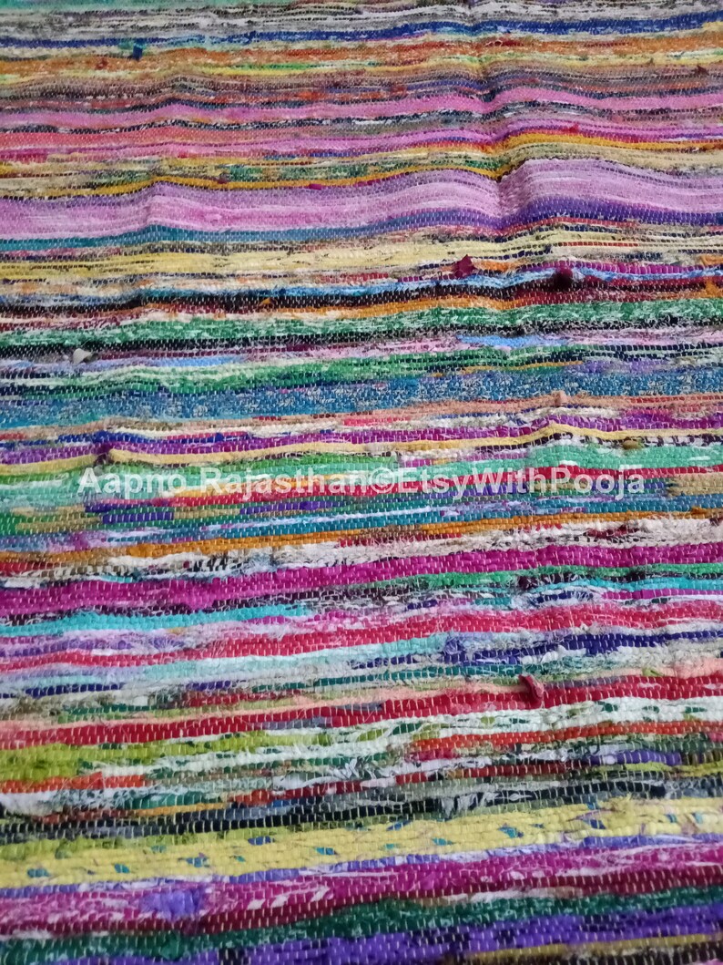 Natural Recycled Chindi Rug Yellow Multicolor Rectangle Braided Chindi ...
