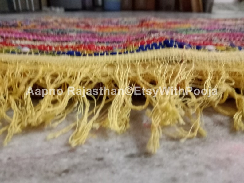 Natural Recycled Chindi Rug Yellow Multicolor Rectangle Braided Chindi ...