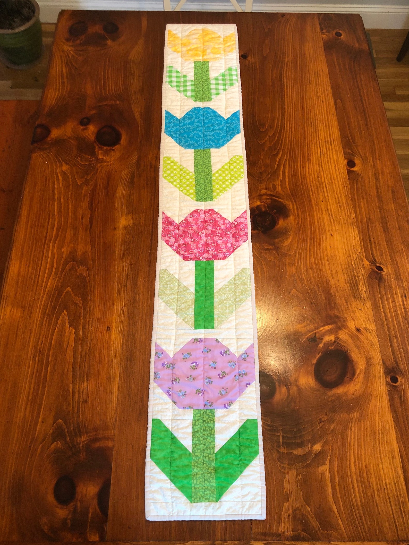 Spring Tulip Table Runner; Spring Table Linen; Floral Linen; Table ...