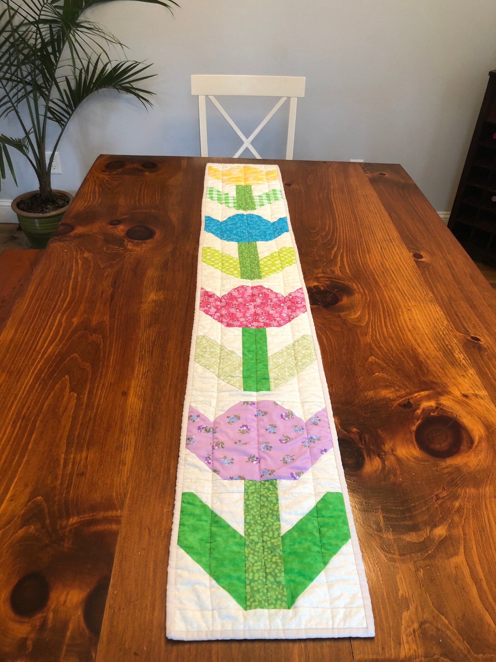Spring Tulip Table Runner; Spring Table Linen; Floral Linen; Table ...