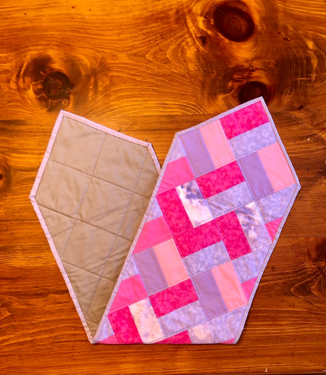 Woven Table Runner, Table Linen, Pink & Purple Linen, Valentines Day ...