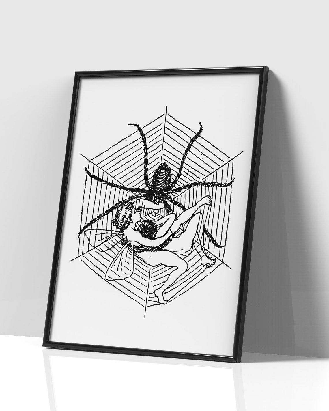 Spider Web Drawing Art Printable, Printable Wall Art, Elegant Black and ...