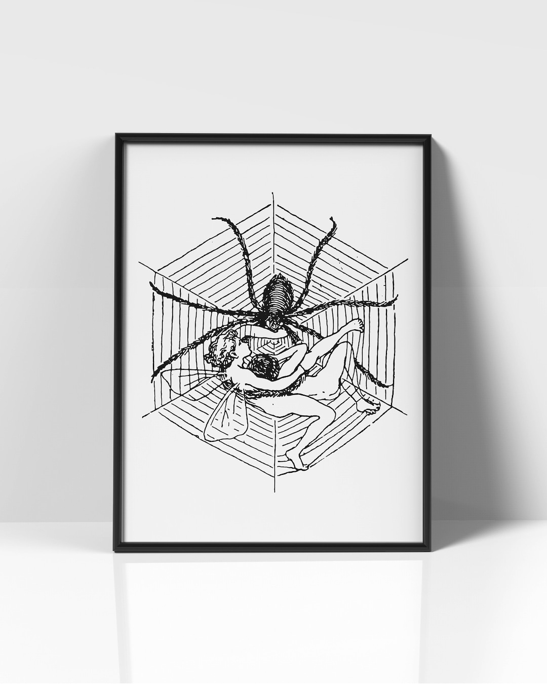 Spider Web Drawing Art Printable, Printable Wall Art, Elegant Black and ...