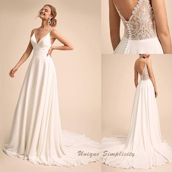 V Back Wedding Dress - Etsy