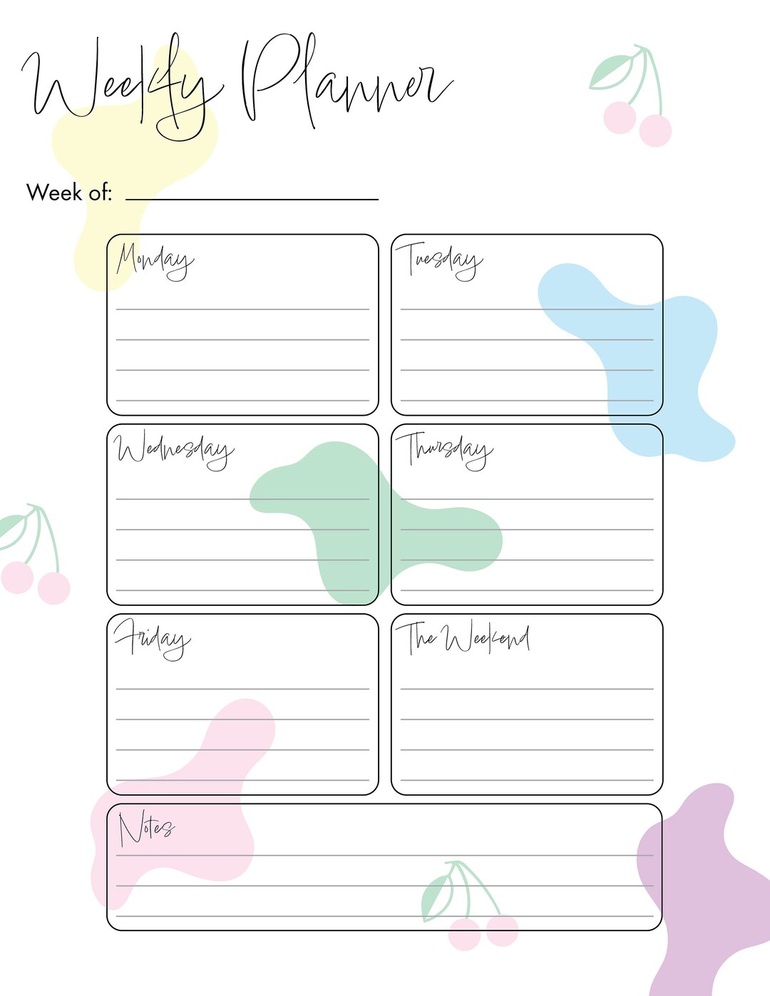 Printable Weekly Planner digital - Etsy