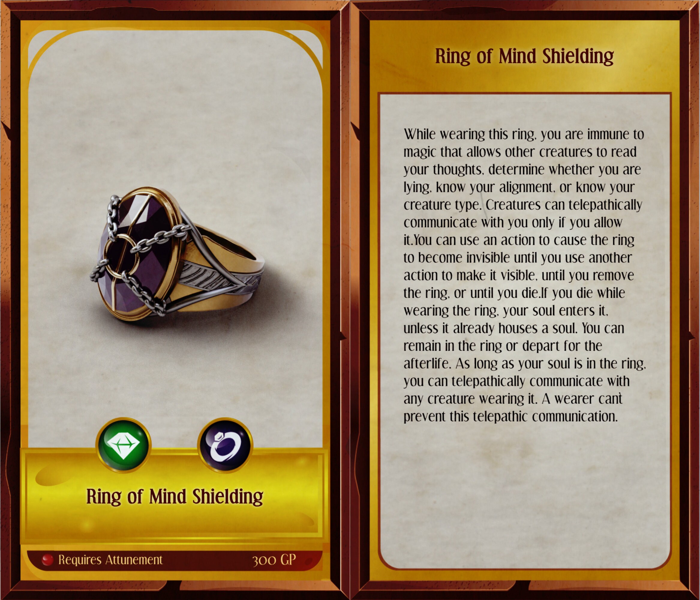 Ring of Mind Shielding Puzzles and Props Prop for RPG & Tabletop Games ...