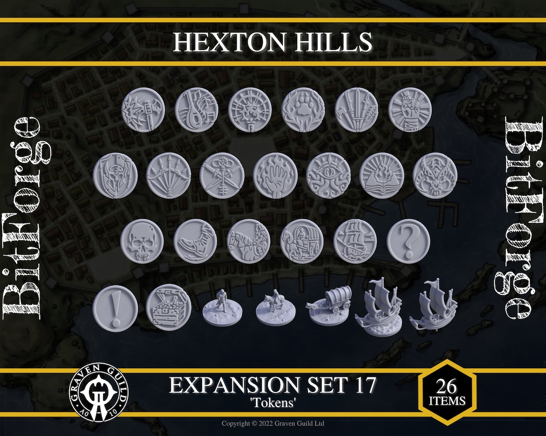 Hexton Hills Expansion Set 17 'tokens' for Tabletop Rpgs D&D, Pathfinder, Warhammer, Fantasy ...