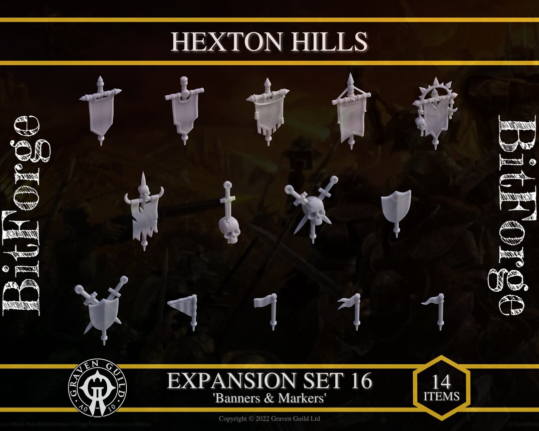 Hexton Hills Expansion Set #16 - 'banners and Markers' - for Tabletop Rpgs | D&D, Pathfinder ...