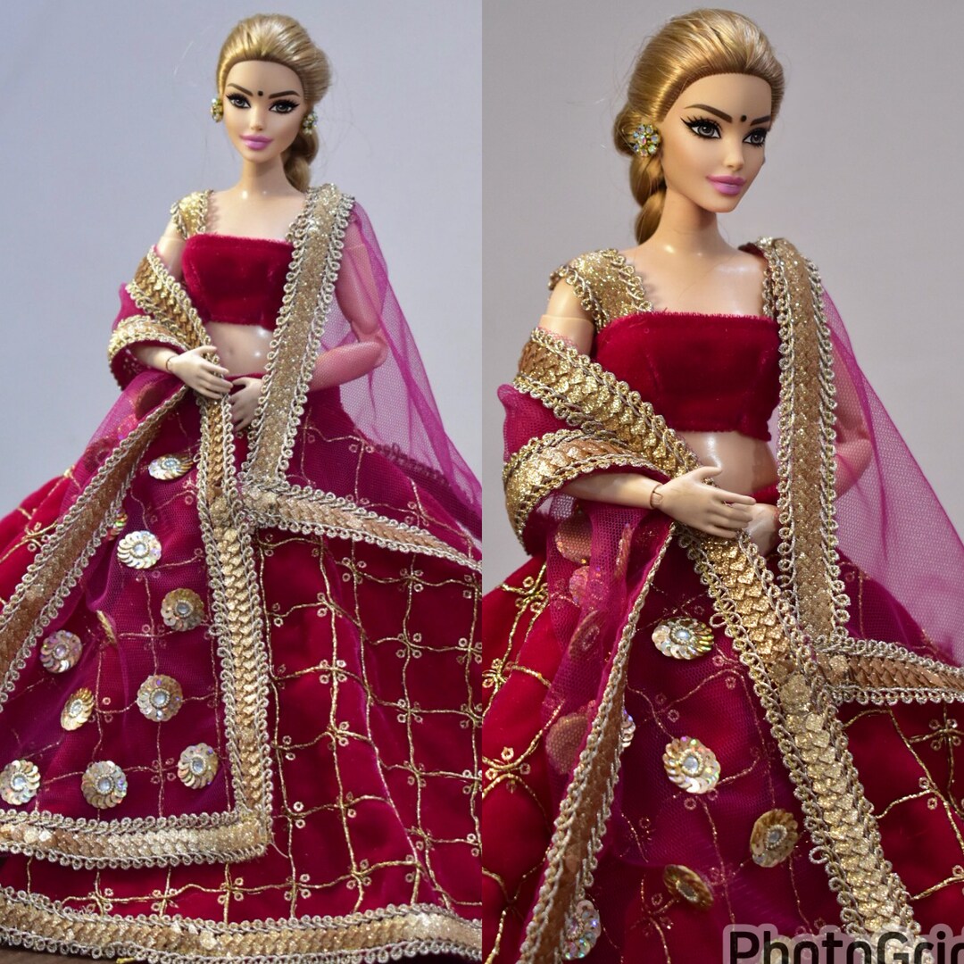 Pink Indian Bridal Costume for Curvy Barbie - Etsy