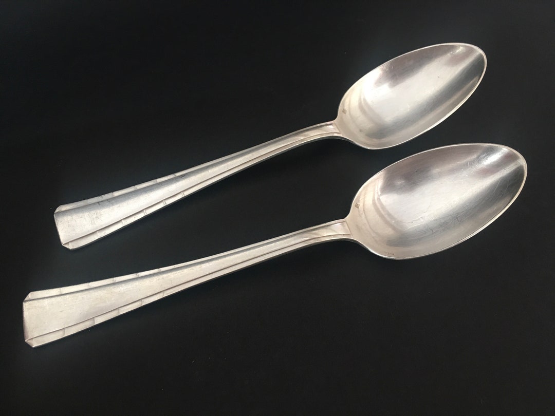 Ercuis, Art Deco, Two Silver Plated Table Spoons / Two Art Deco Style ...