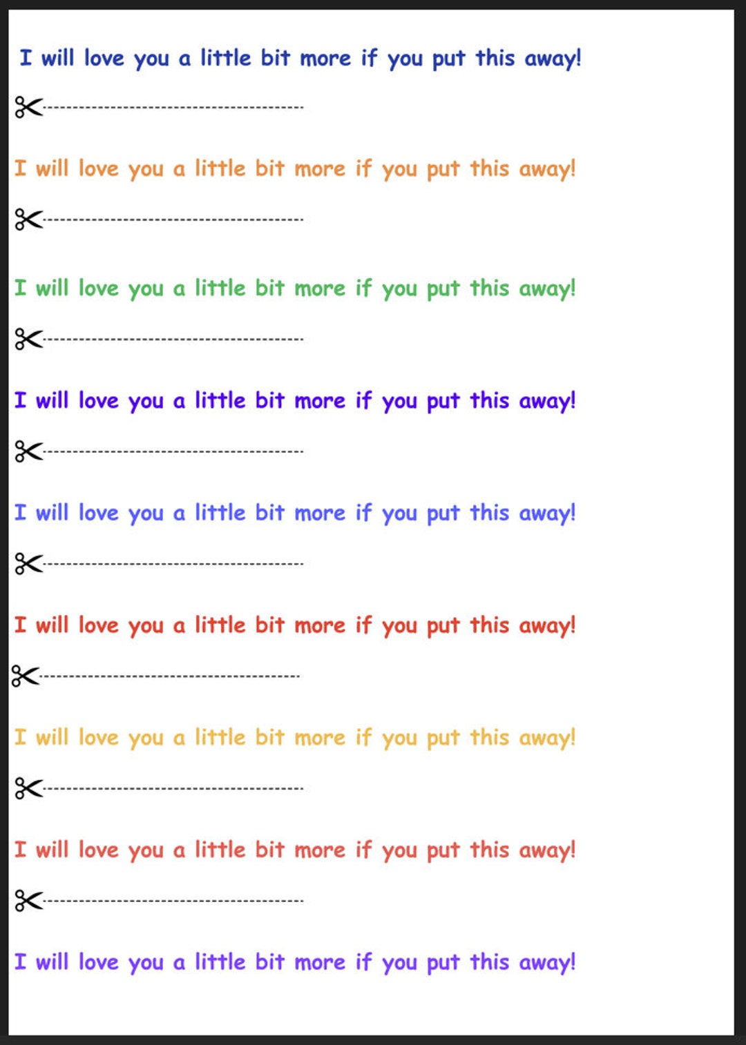 Print Love Note Gentle Reminder for Love and Affection Prints to Tidy ...