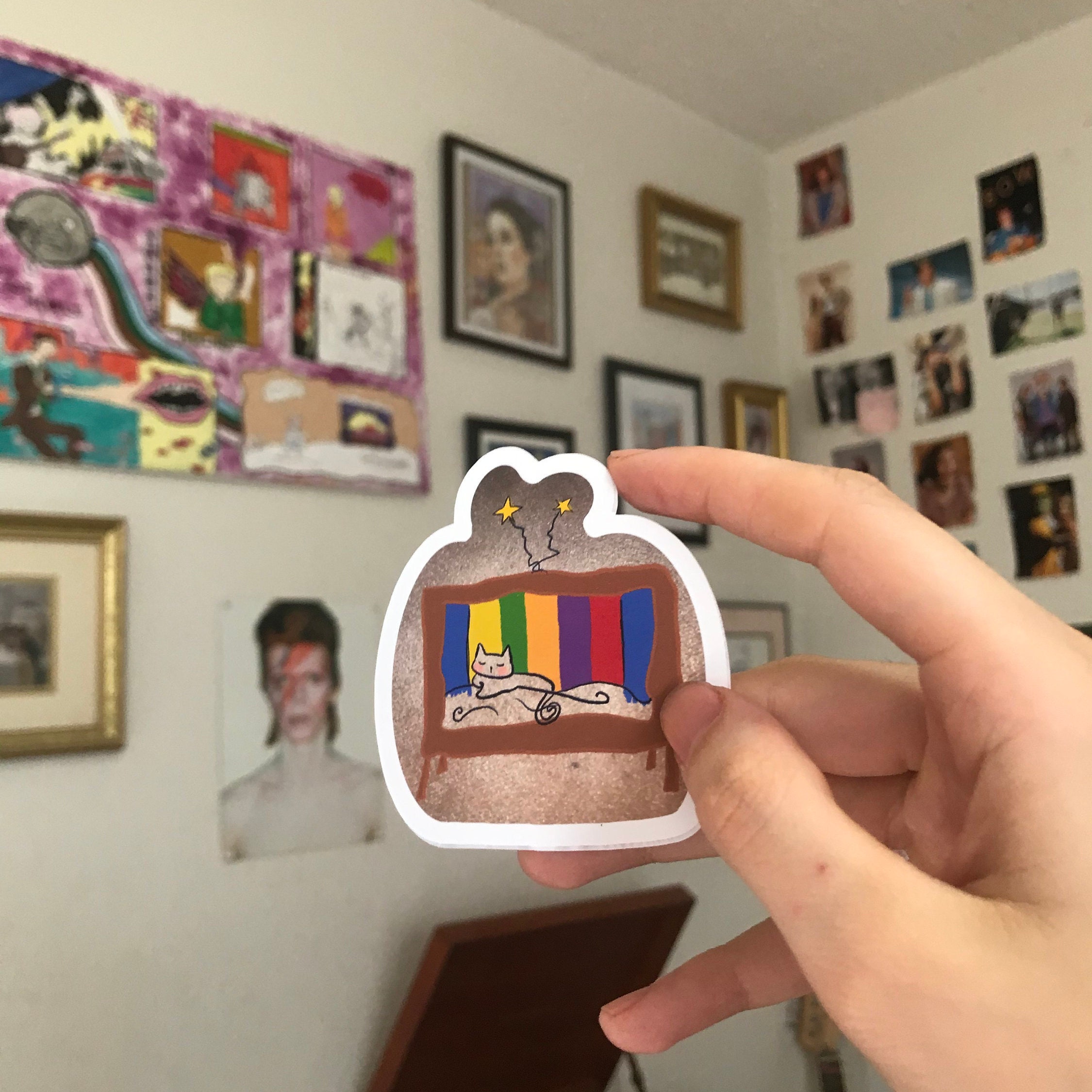 Cat Television Sticker, VHS, Pen Pal Sticker, Scrapbook Sticker ...