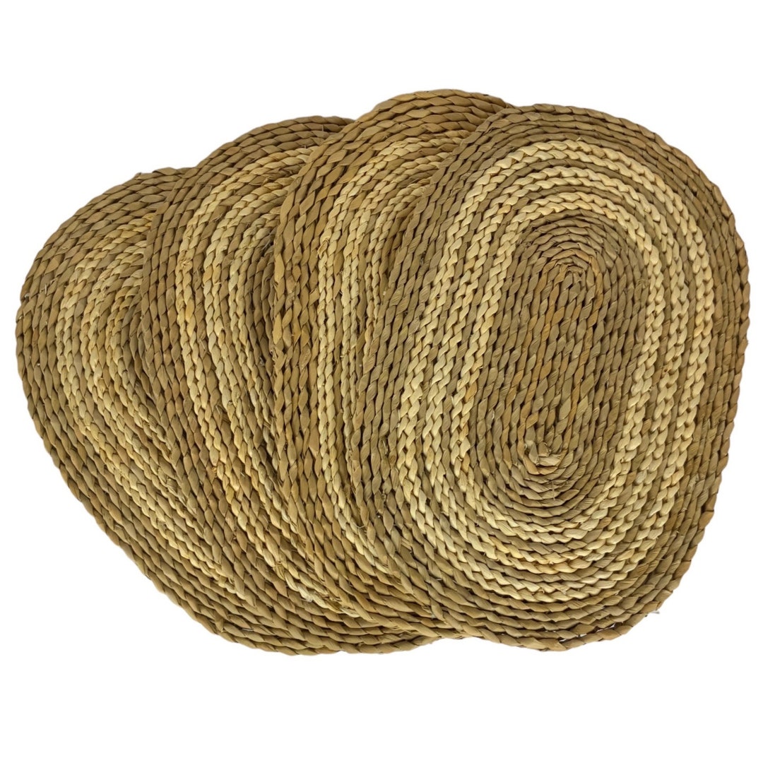 Handwoven Oval Straw Placemats Set of 4 Natural Boho Rustic Table Wall ...