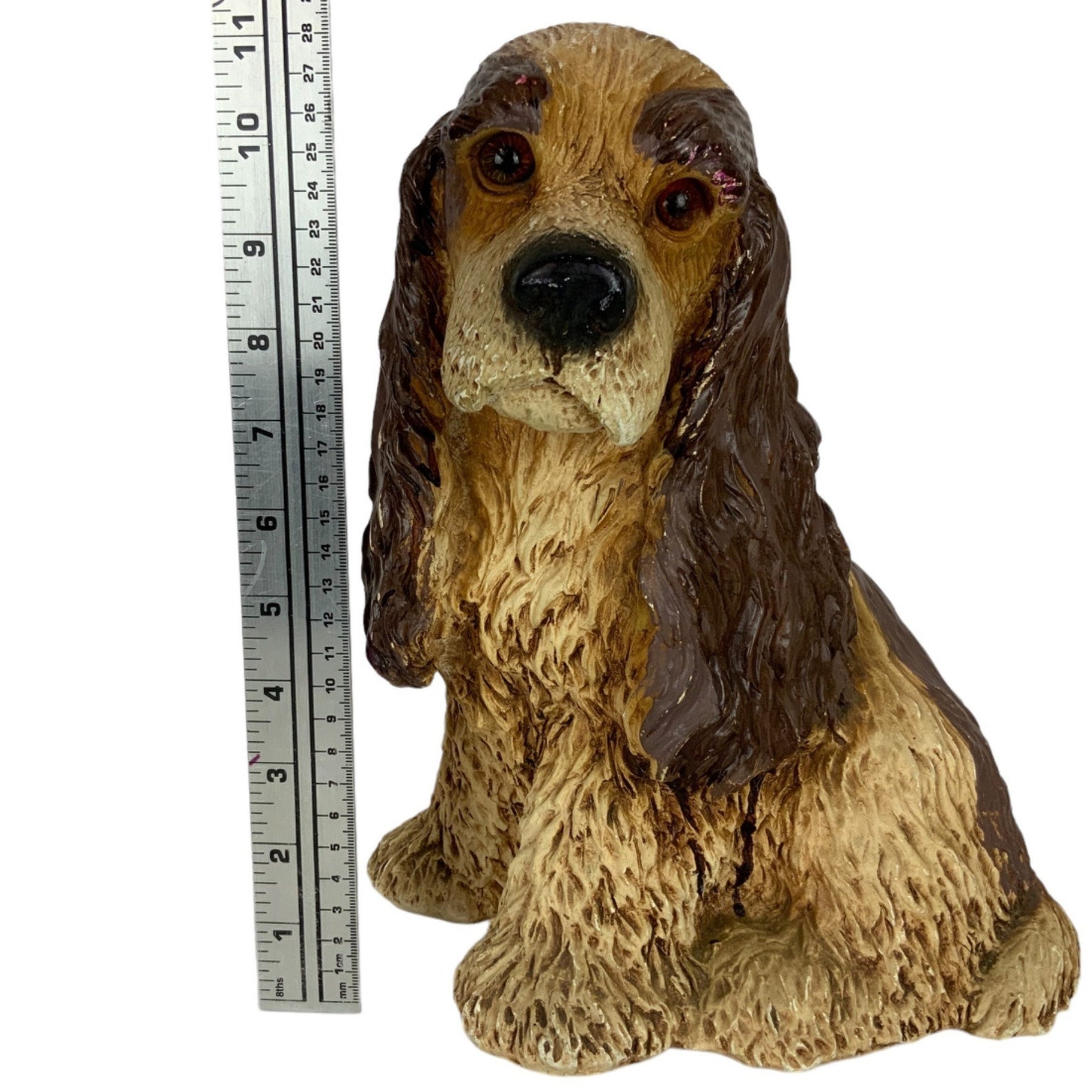 Realistic Plaster Cocker Spaniel Statue Hand Painted Brown Beige Heavy ...