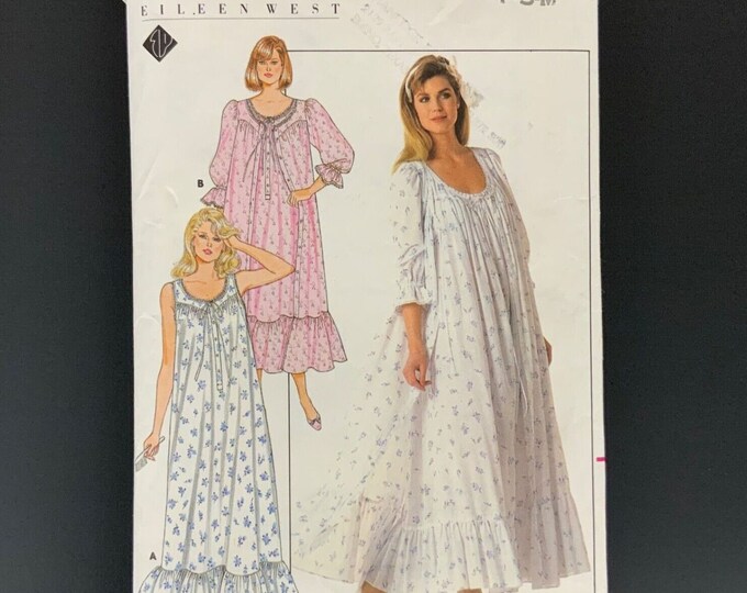 Butterick 4864 Eileen West Womens Robe Nightgown P S M Sewing Pattern ...