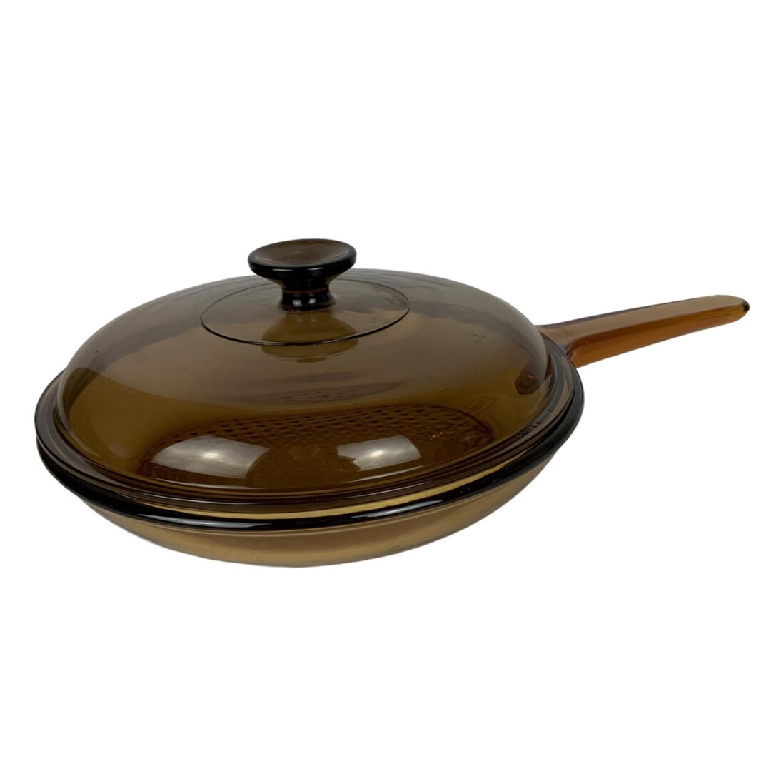 Vintage Pyrex Corning Vision Amber Glass 11 in Skillet Frying Pan ...