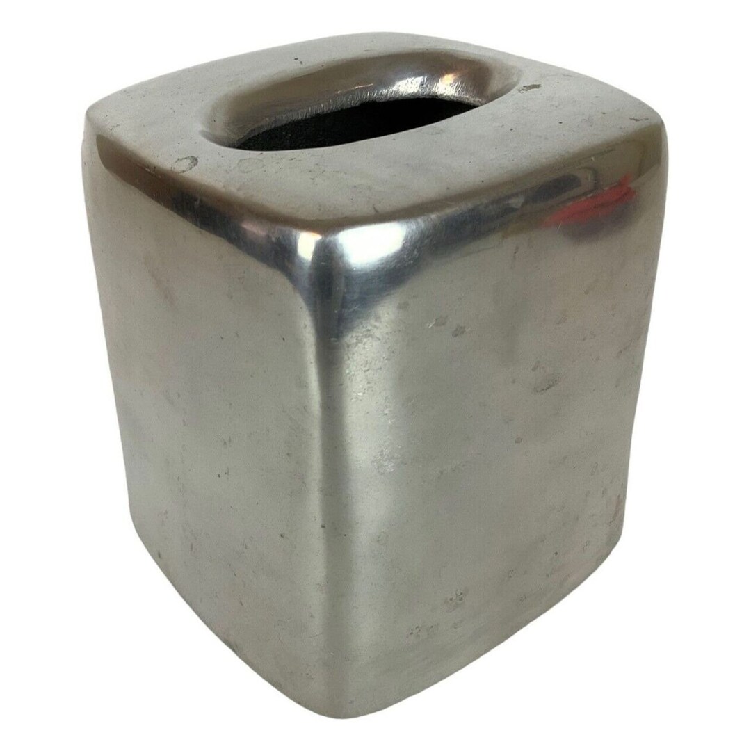 Cast Aluminum Vertical Tissue Box Cover Shiny Chrome Silver Bathroom ...