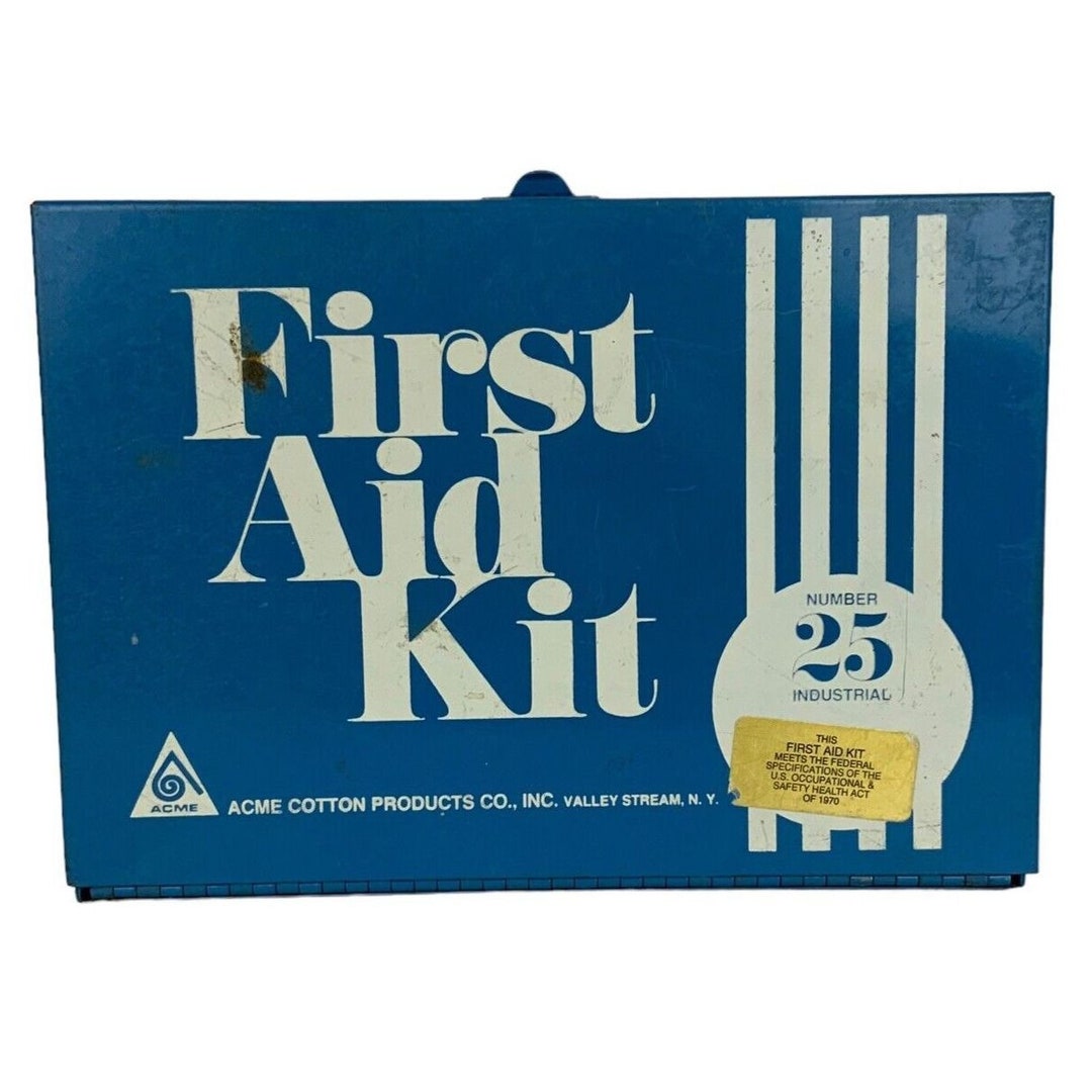 Acme Cotton Products No 25 Metal First Aid Kit EMPTY BOX Vintage 1978 ...