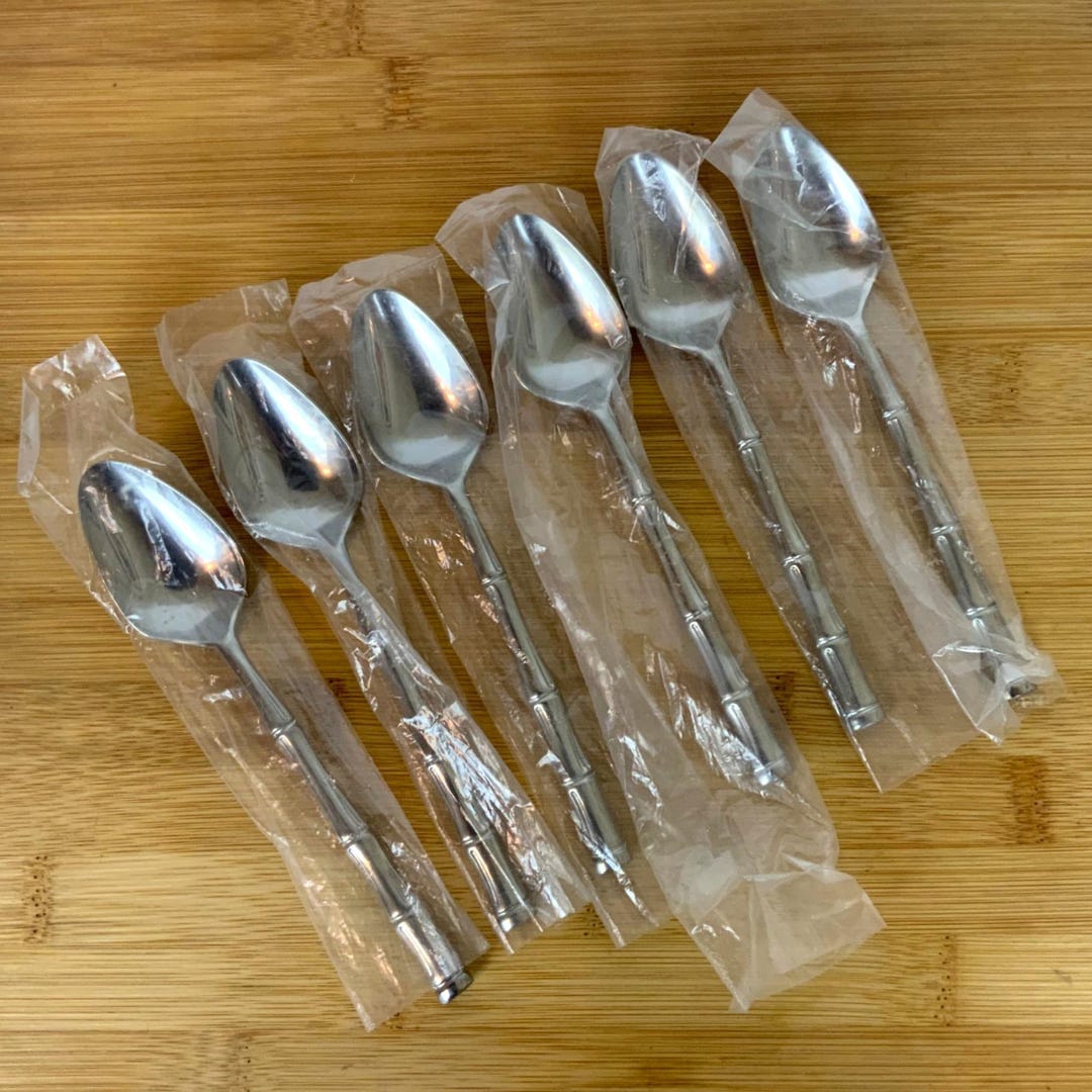 Lifetime Cutlery Bamboo Style Teaspoons Set of 6 Stainless Steel ...