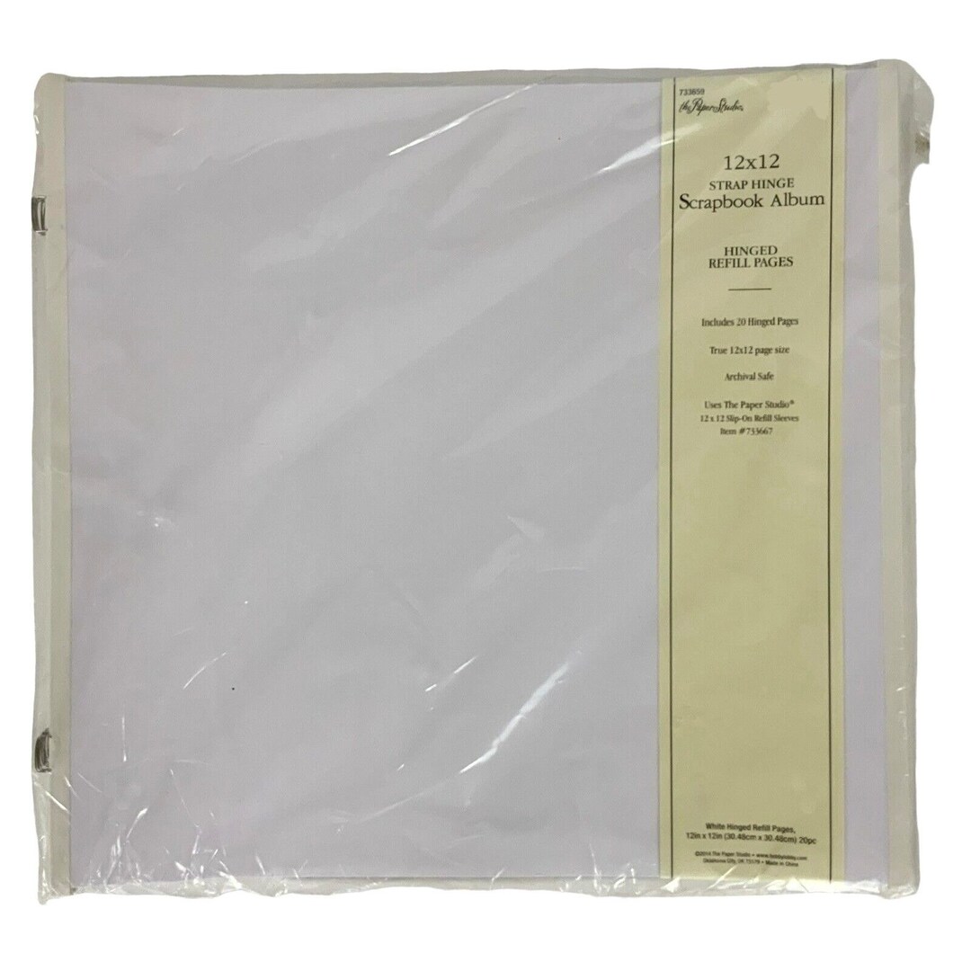 The Paper Studio 12x12 Scrapbook Strap Hinge Refill Pages Package of 20 ...