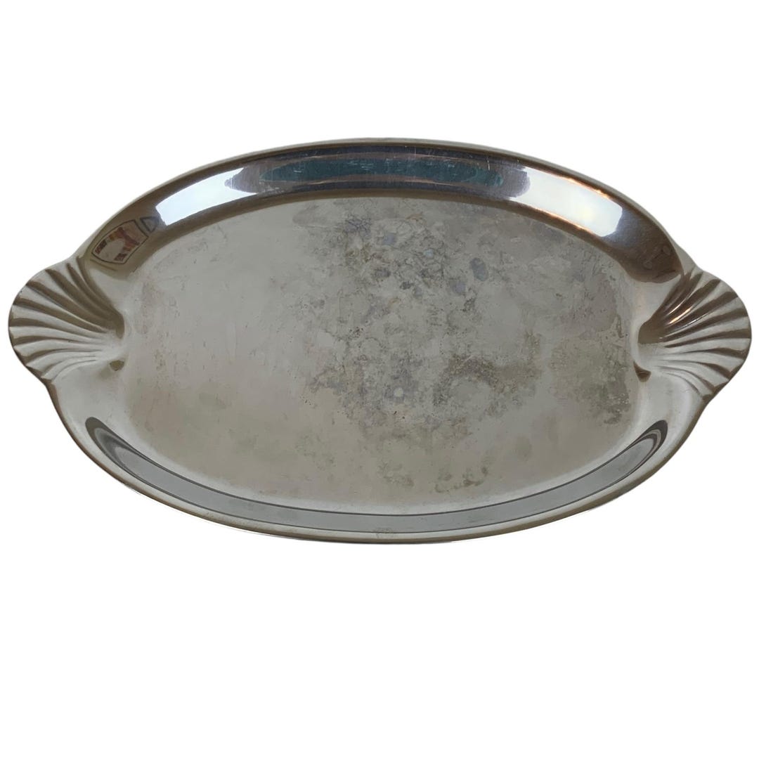 Wilton Armetale Scallop Handle Large Oval Serving Tray 16 Inch Pewter ...
