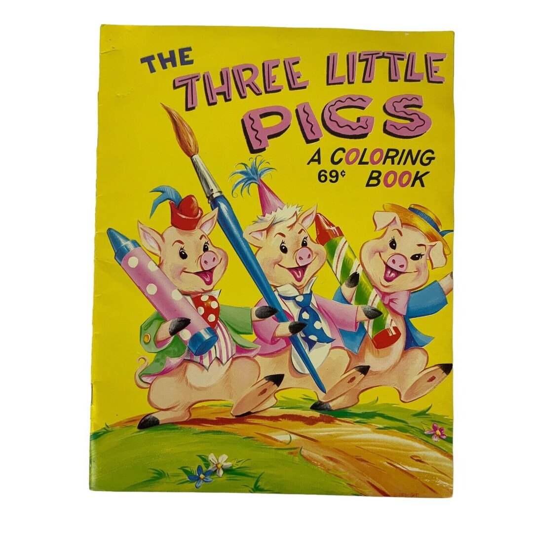 The Three Little Pigs A Coloring Book Vintage 1980s Justen - Etsy