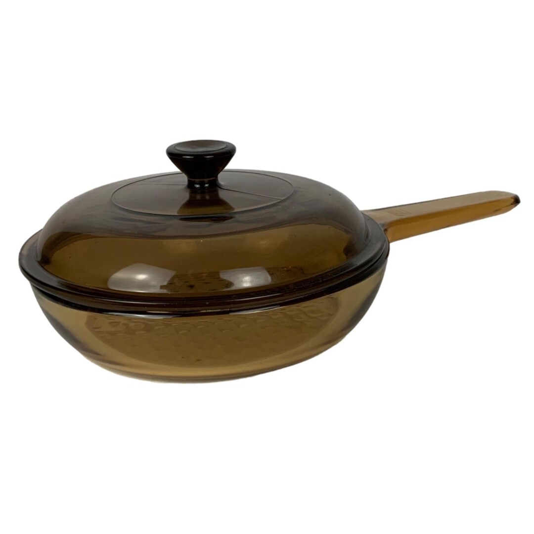 Vintage Pyrex Corning Vision Amber Glass 7 Inch Skillet Frying Pan With ...